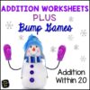 Addition Worksheets - Bump Games - Winter Theme - Sum Math Fun