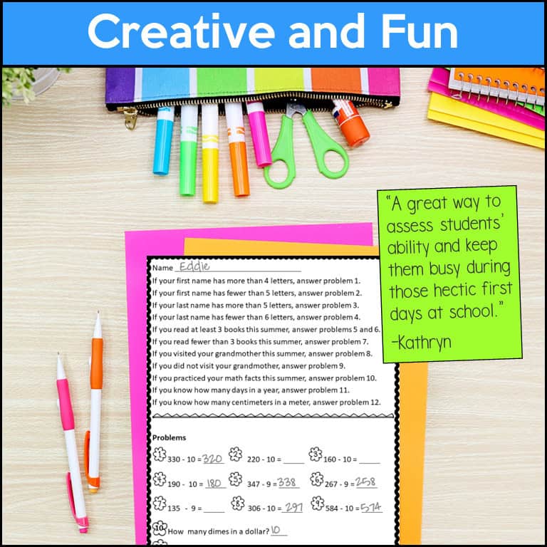 4th Grade Back to School Math Activities - Digital and Print! - Sum ...