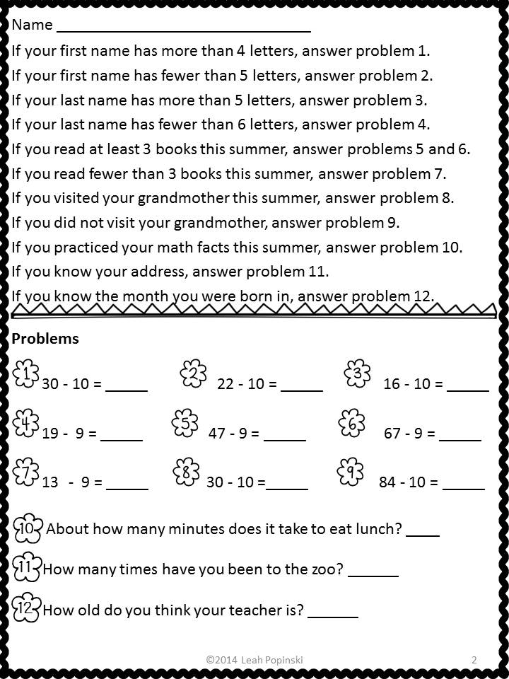2nd Grade Back To School Math Activities Digital And Print Sum Math Fun