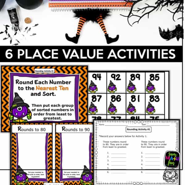 Halloween Activities: Third Grade Place Value - Rounding - Sum Math Fun