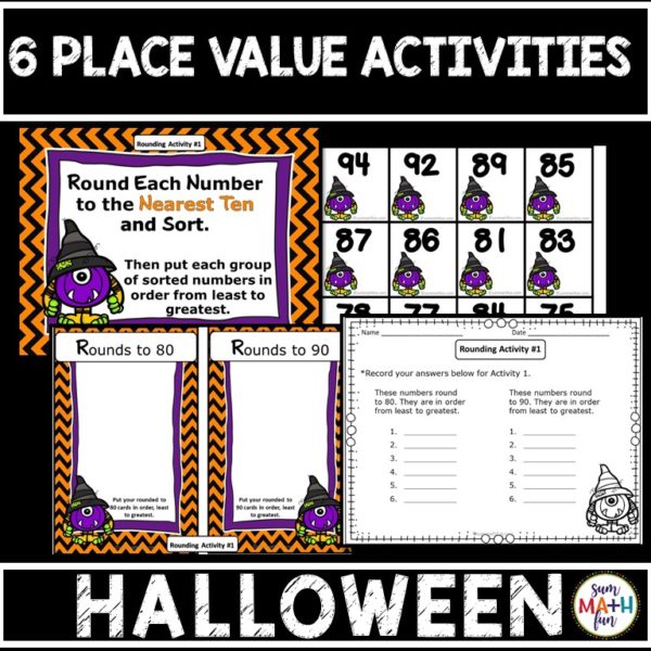 Halloween Activities: Third Grade Place Value - Rounding - Sum Math Fun