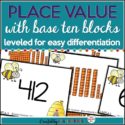 Place Value with Base Ten Blocks - Self-Checking Task Cards - Sum Math Fun