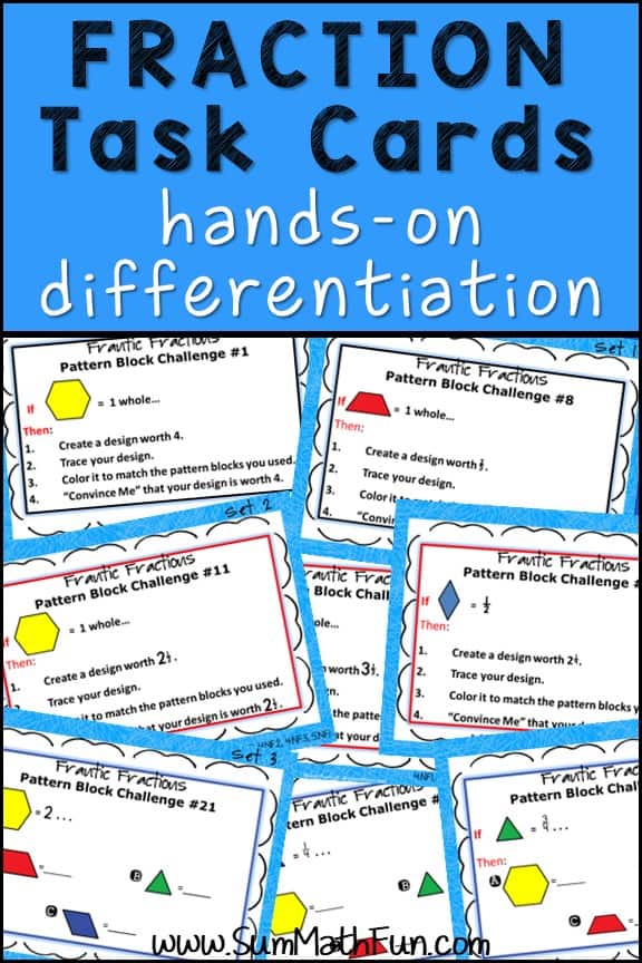 Equivalent Fraction Activities - Hands On Task Cards - Sum Math Fun