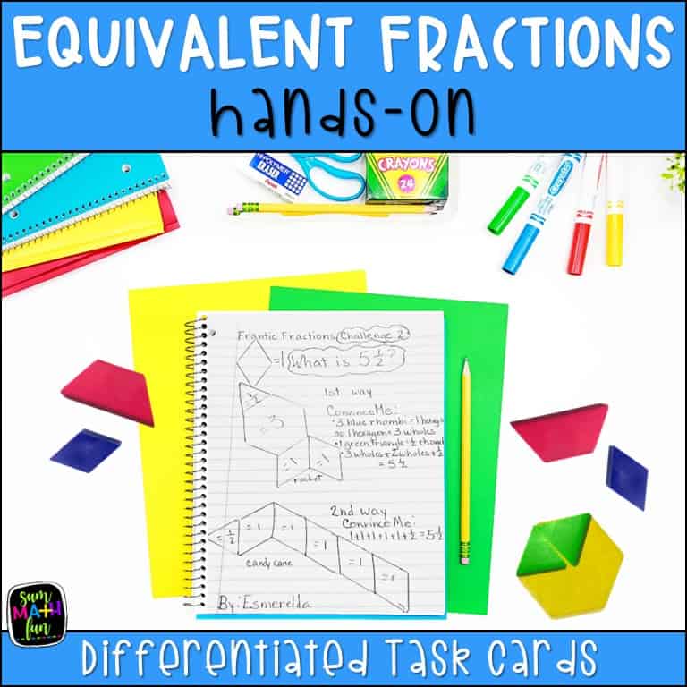 Equivalent Fraction Activities - Hands On Task Cards - Sum Math Fun