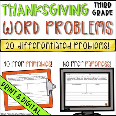 Thanksgiving Word Problems for Third Grade - Sum Math Fun