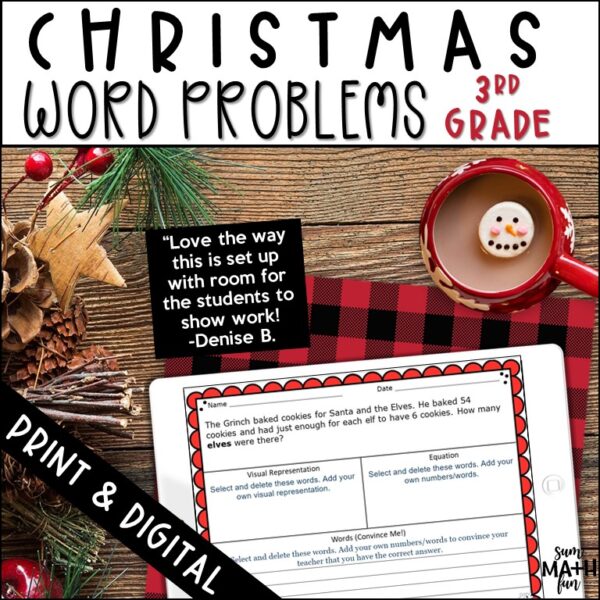 Digital And Print Christmas Word Problems Third Grade Sum Math Fun
