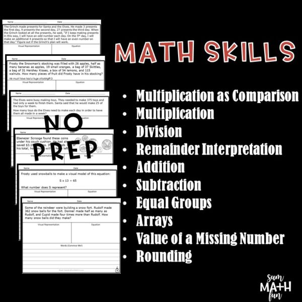 Christmas Math Word Problems Fourth Grade Multi-Step - Sum Math Fun