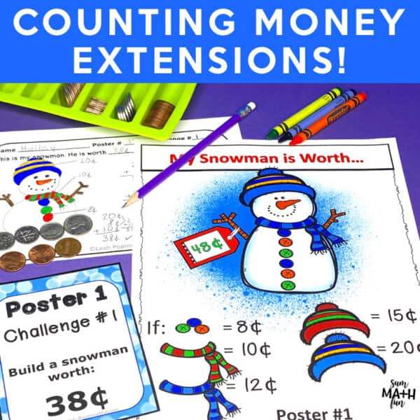 Counting Money Task Cards-Build a Snowman - Sum Math Fun