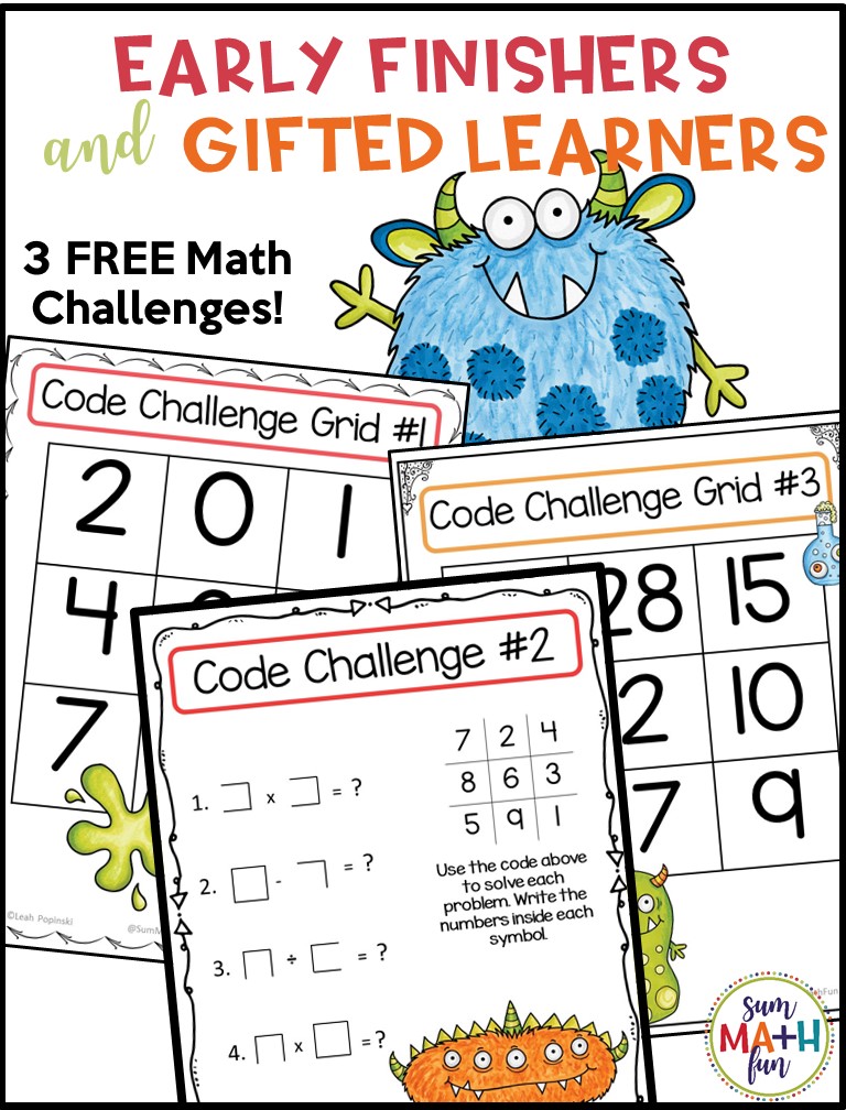 Early Finishers Freebie Opt in Button/Landing Pge - Sum Math Fun