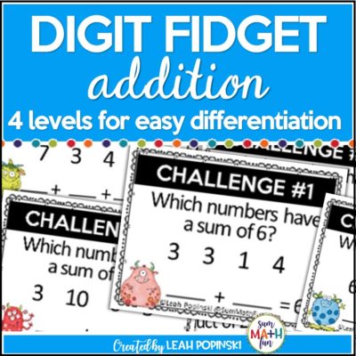 Addition Task Cards - Digit Fidget - Sum Math Fun