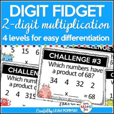 Multiplication 2 Digit by 1 Digit Fidget Task Cards - 3rd and 4th ...