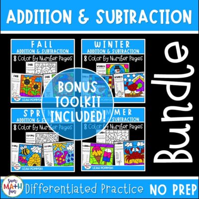Addition and Subtraction Worksheets - Year Long Bundle - Sum Math Fun