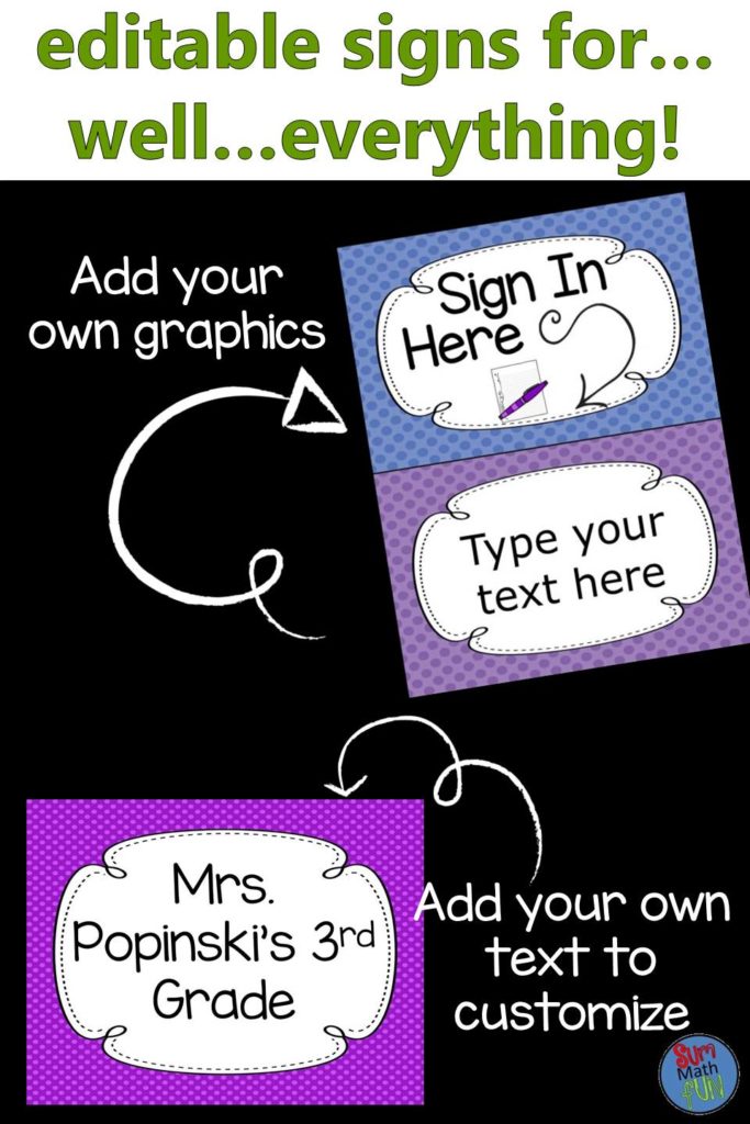 Classroom Labels {Editable} Bright Solids - Sum Math Fun