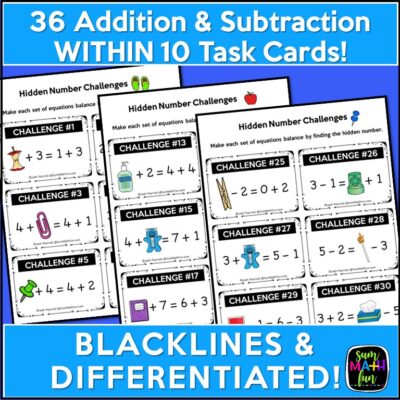 Early Finishers & Gifted - Balancing Equations Within 10 - Sum Math Fun