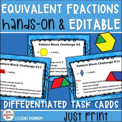 Equivalent Fraction Task Cards Hands-On and Editable - Sum Math Fun