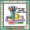 Classroom Labels {Editable} Bright Solids - Sum Math Fun
