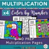 Multiplication Worksheets - Color by Number - Using 4 as a Factor - Sum ...