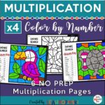 Multiplication Worksheets - Color by Number - Using 4 as a Factor - Sum ...