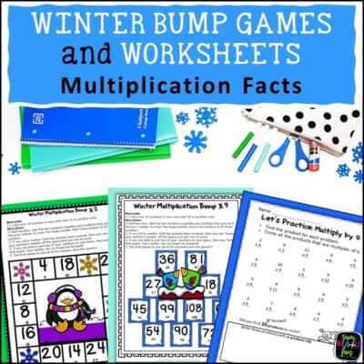 Multiplication Bump Games and Worksheets - Winter Themed - Sum Math Fun