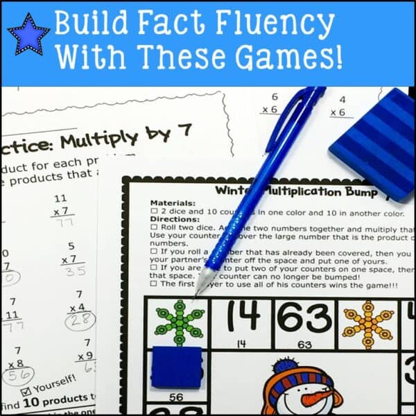 Multiplication Bump Games and Worksheets - Winter Themed - Sum Math Fun