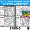 Spring - Addition and Subtraction Color by Number - Sum Math Fun