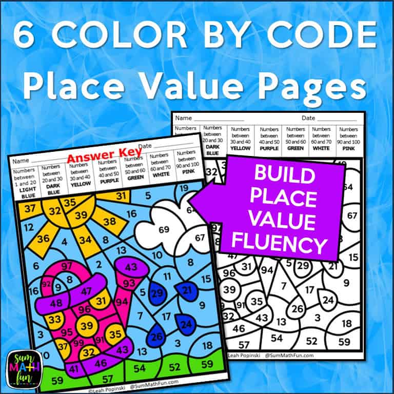 Spring Math Coloring Pages Place Value Color by Number Code 1st & 2nd ...