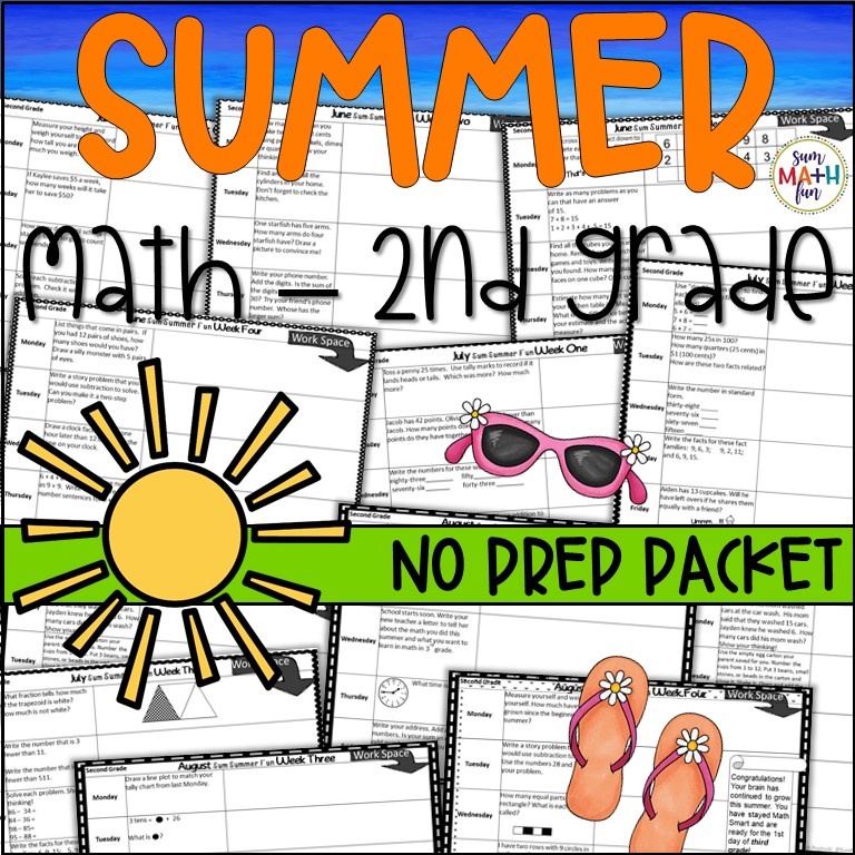 Summer Packet Math Activities For Second Grade Sum Math Fun