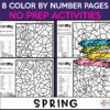 Spring - Addition and Subtraction Color by Number - Sum Math Fun