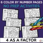 Multiplication Worksheets - Color by Number - Using 4 as a Factor - Sum ...