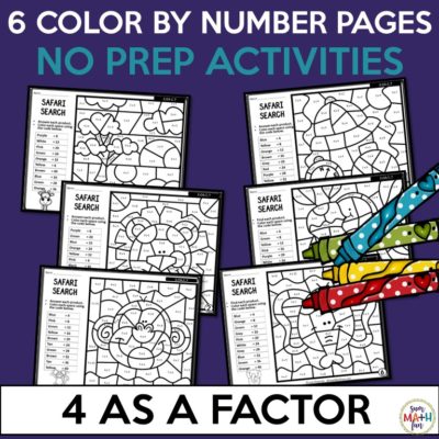 Multiplication Worksheets - Color by Number - Using 4 as a Factor - Sum ...