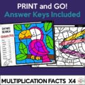 Multiplication Worksheets - Color by Number - Using 4 as a Factor - Sum ...