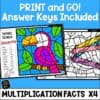 Multiplication Worksheets - Color by Number - Using 4 as a Factor - Sum ...