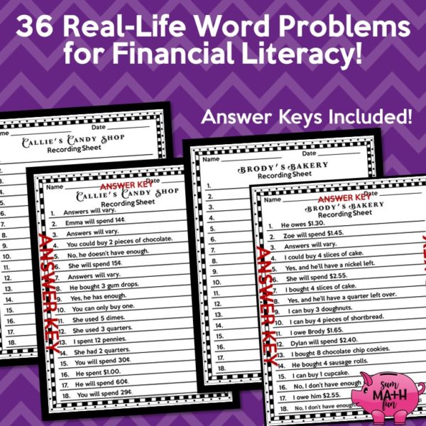 Money Word Problems - Financial Literacy - Sum Math Fun