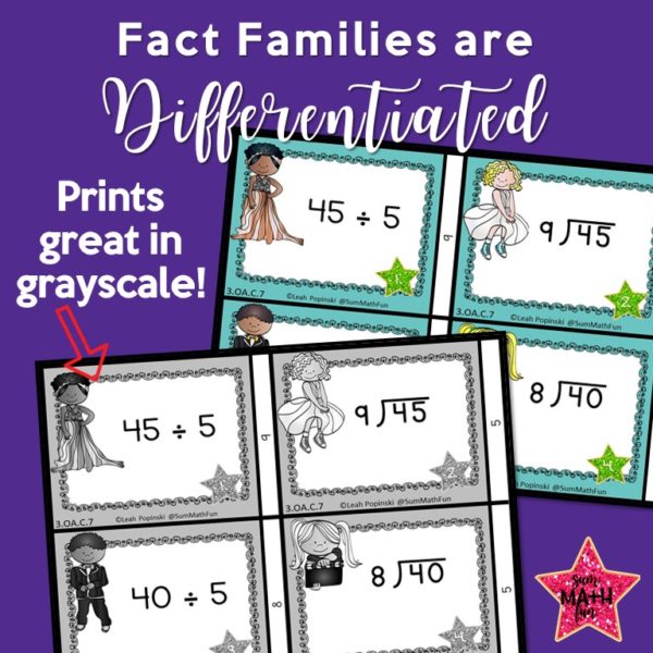 Division Facts Task Cards - Self-Checking - Sum Math Fun