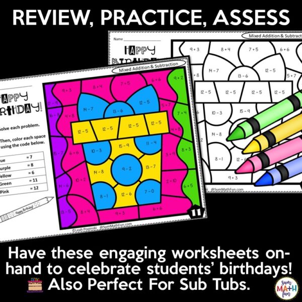 Color by Number Code Addition & Subtraction Within 20 Coloring Pages ...