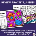 Spring - Addition and Subtraction Color by Number - Sum Math Fun