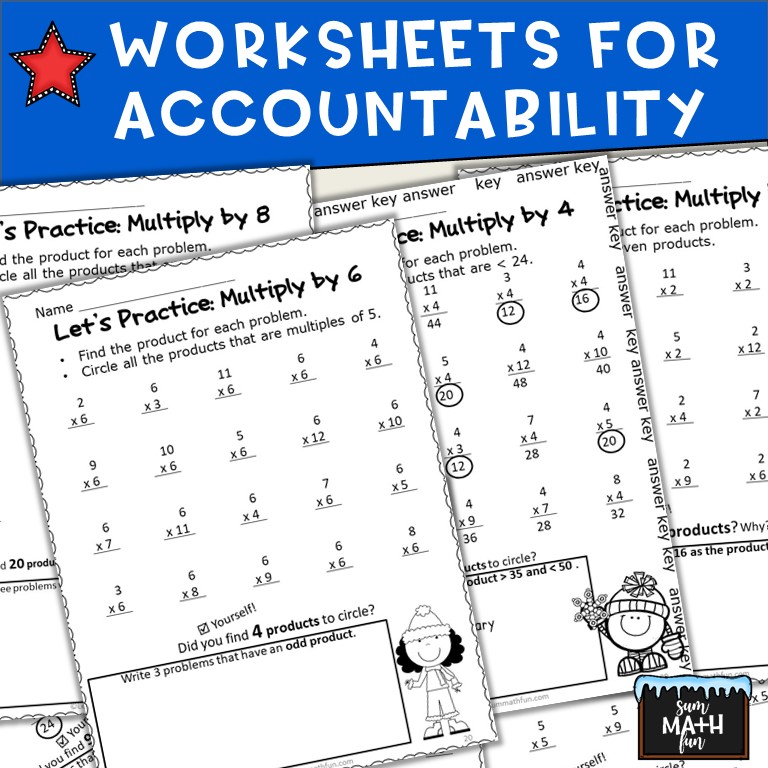 Multiplication Bump Games and Worksheets - Winter Themed - Sum Math Fun