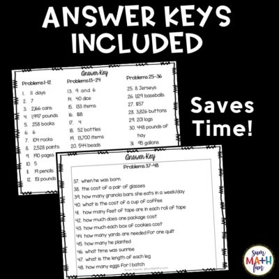 Multi-Step Word Problem Task Cards 4th Grade - Sum Math Fun