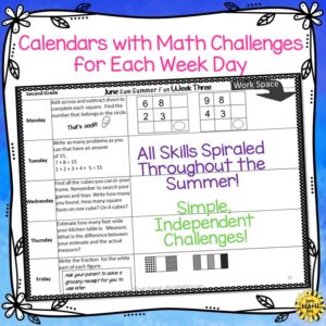 2nd Grade Summer Packet Math Daily Spiral Review End of Year 2nd into ...