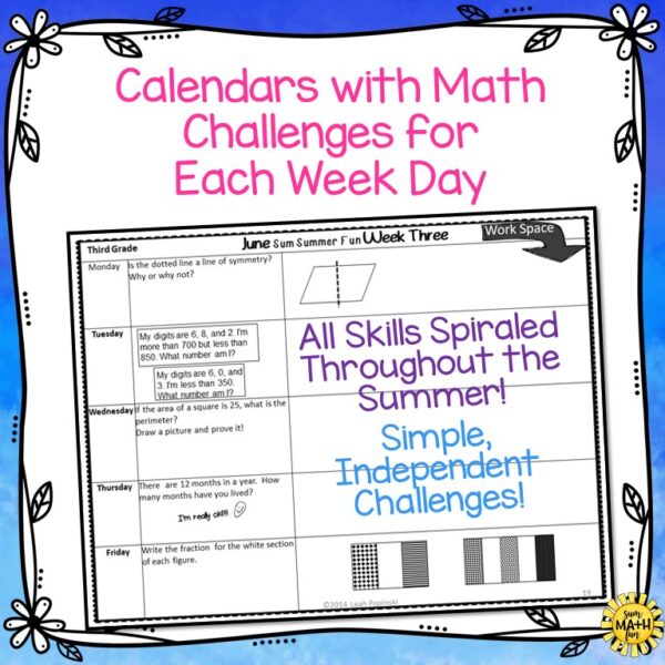 3rd Grade Summer Packet Math Daily Spiral Review End of Year 3rd into ...