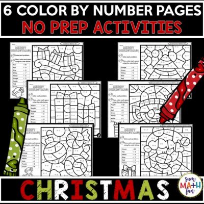Christmas - Addition and Subtraction Color by Number - Sum Math Fun