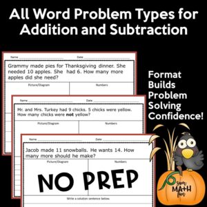 Thanksgiving Math Word Problems (First Grade) - Sum Math Fun