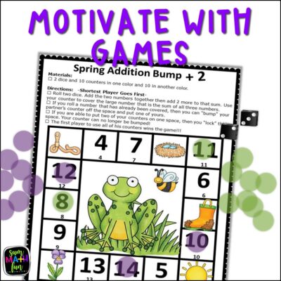 Spring Math Bump Games for Addition Fact Practice - Sum Math Fun