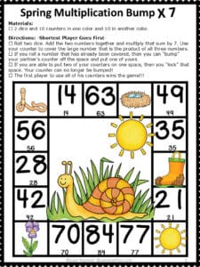 Free Spring Bump Math Games for Elementary Math Centers