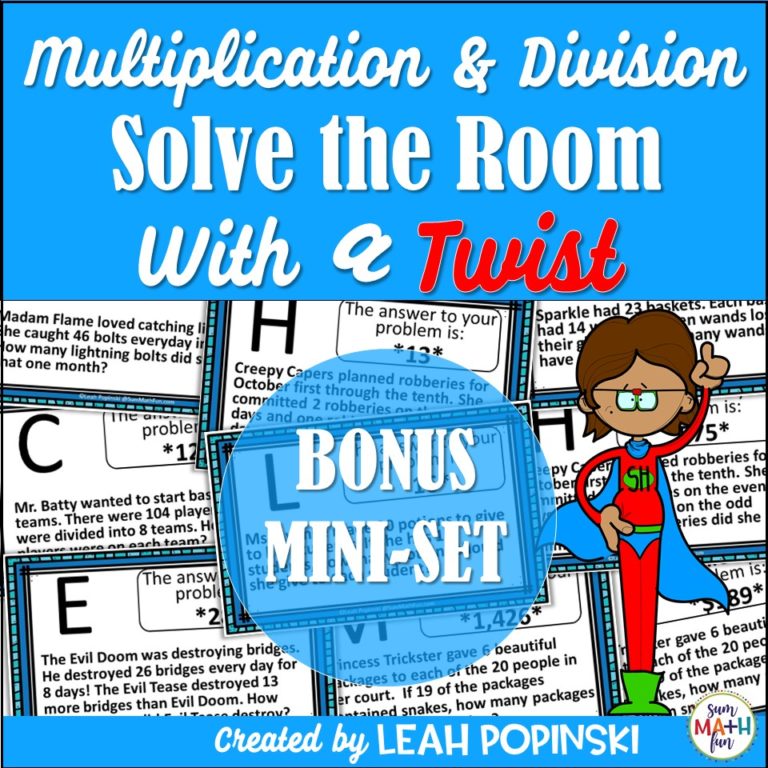 Word Problem Scavenger Hunt 2 Steps All Operations 4th Grade Math - Sum ...