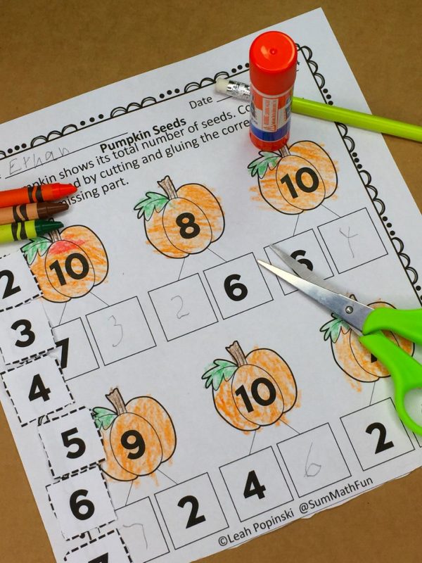 Free Fall Number Bond Worksheets – Cut & Glue (1st–2nd)