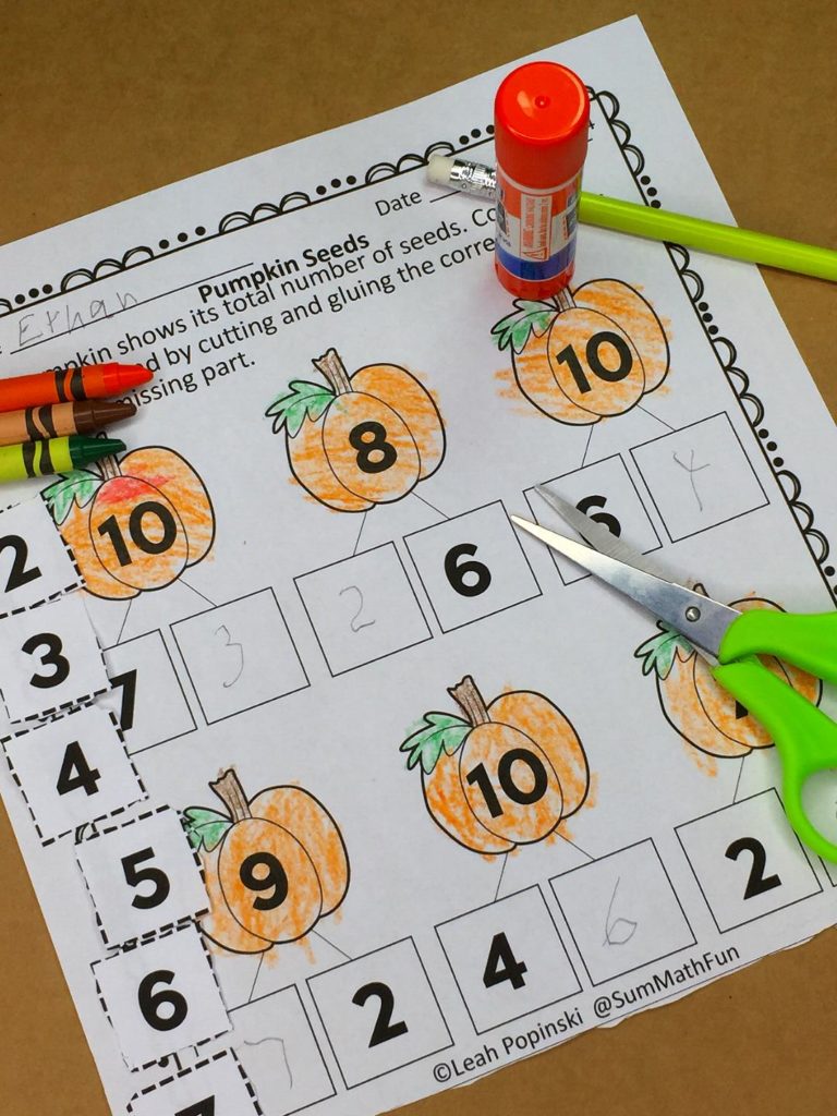 Free Fall Number Bond Worksheets – Cut & Glue (1st–2nd)