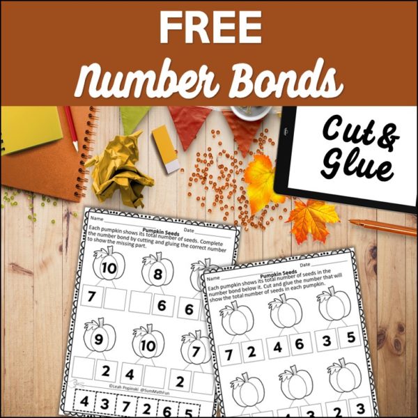 Free Fall Number Bond Worksheets – Cut & Glue (1st–2nd)