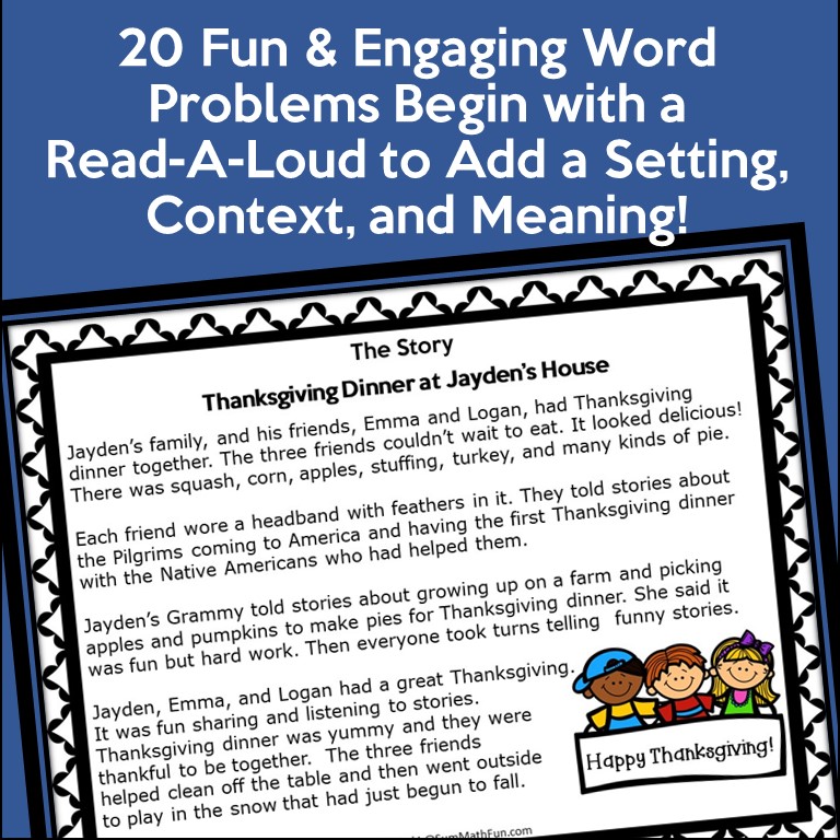 Thanksgiving Word Problems - Addition and Subtraction-2nd Grade ...