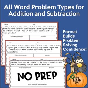 Thanksgiving Word Problems - Addition and Subtraction-2nd Grade ...